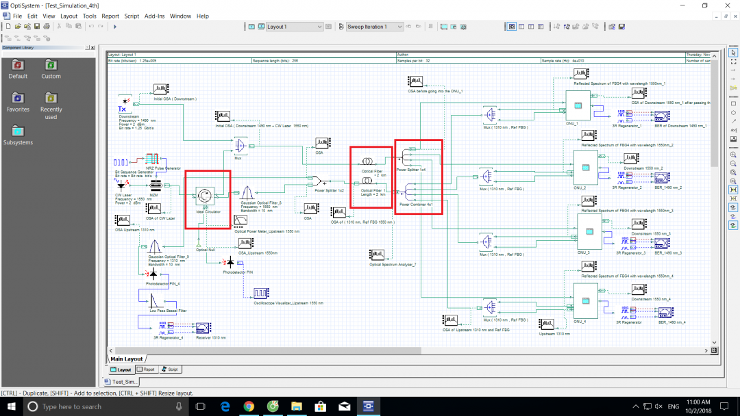 How to set parameter for Bidirectional Optical fiber in Optisystem Simulation - Optiwave