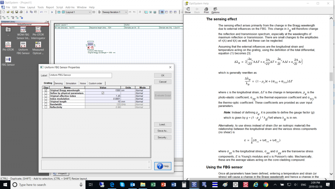 simulation use uniform FBG sensor - Optiwave