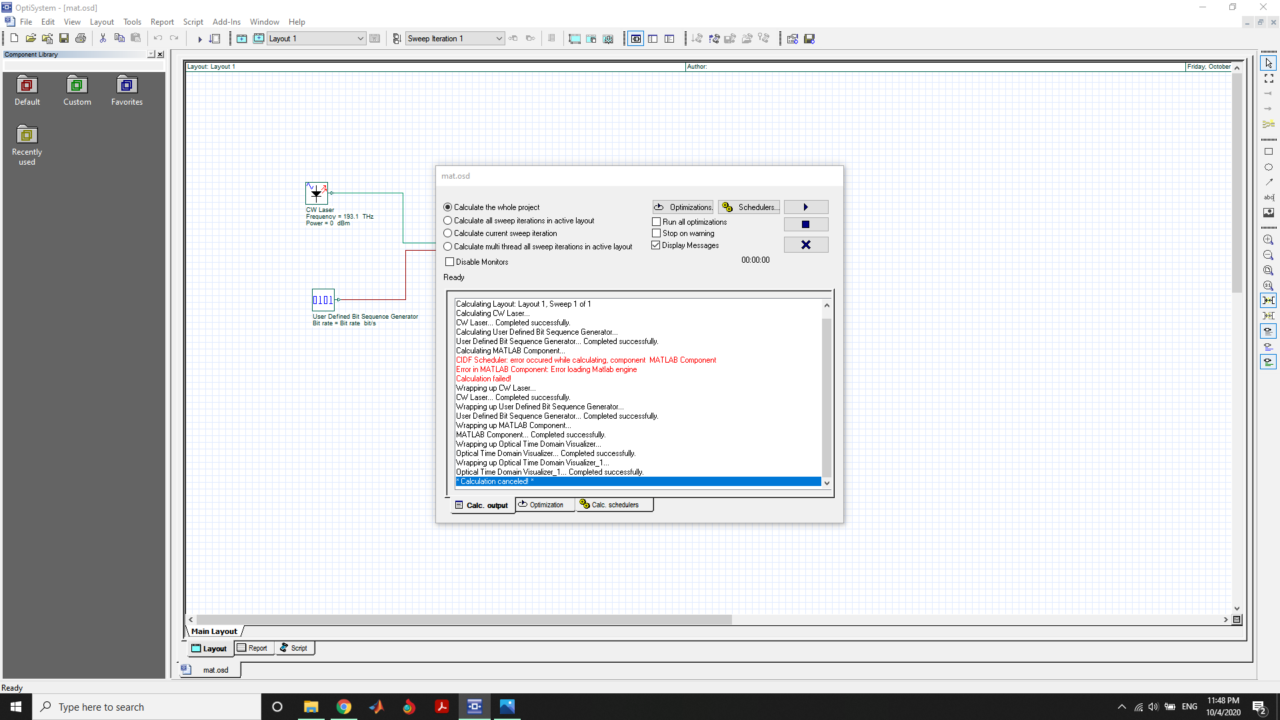 MATLAB- Optisystem co-simulation error - Optiwave