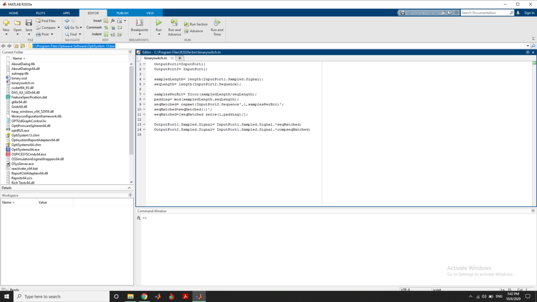 MATLAB- Optisystem co-simulation error - Optiwave